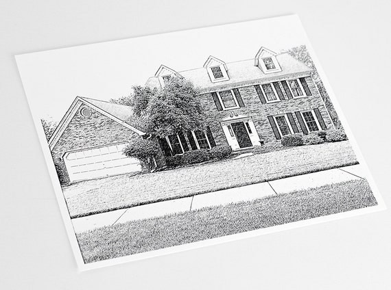 Custom Sketch of your Home Art Print / House Illustration Wall