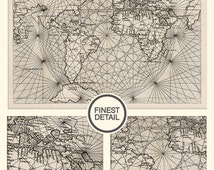 Unique nautical map art related items | Etsy