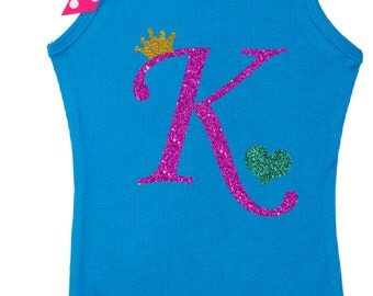Personalized Initial Shirt Princess Crown Initial