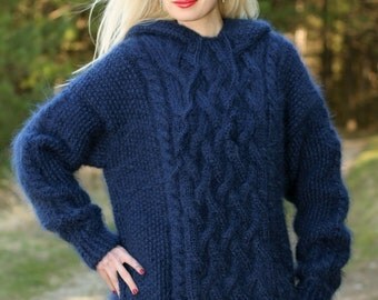 Very fluffy hand knitted mohair sweater by by supertanya on Etsy