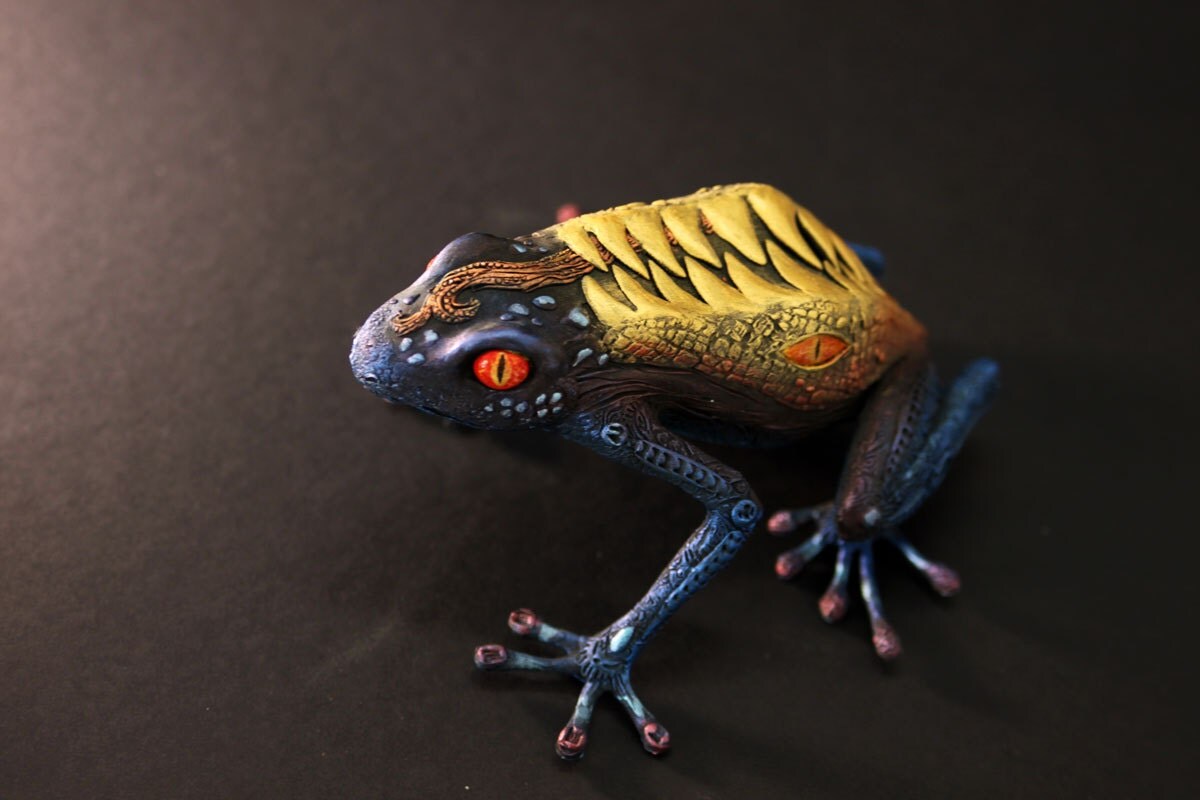 Demonic Fantasy Frog sculpture figurine totem by DemiurgusDreams