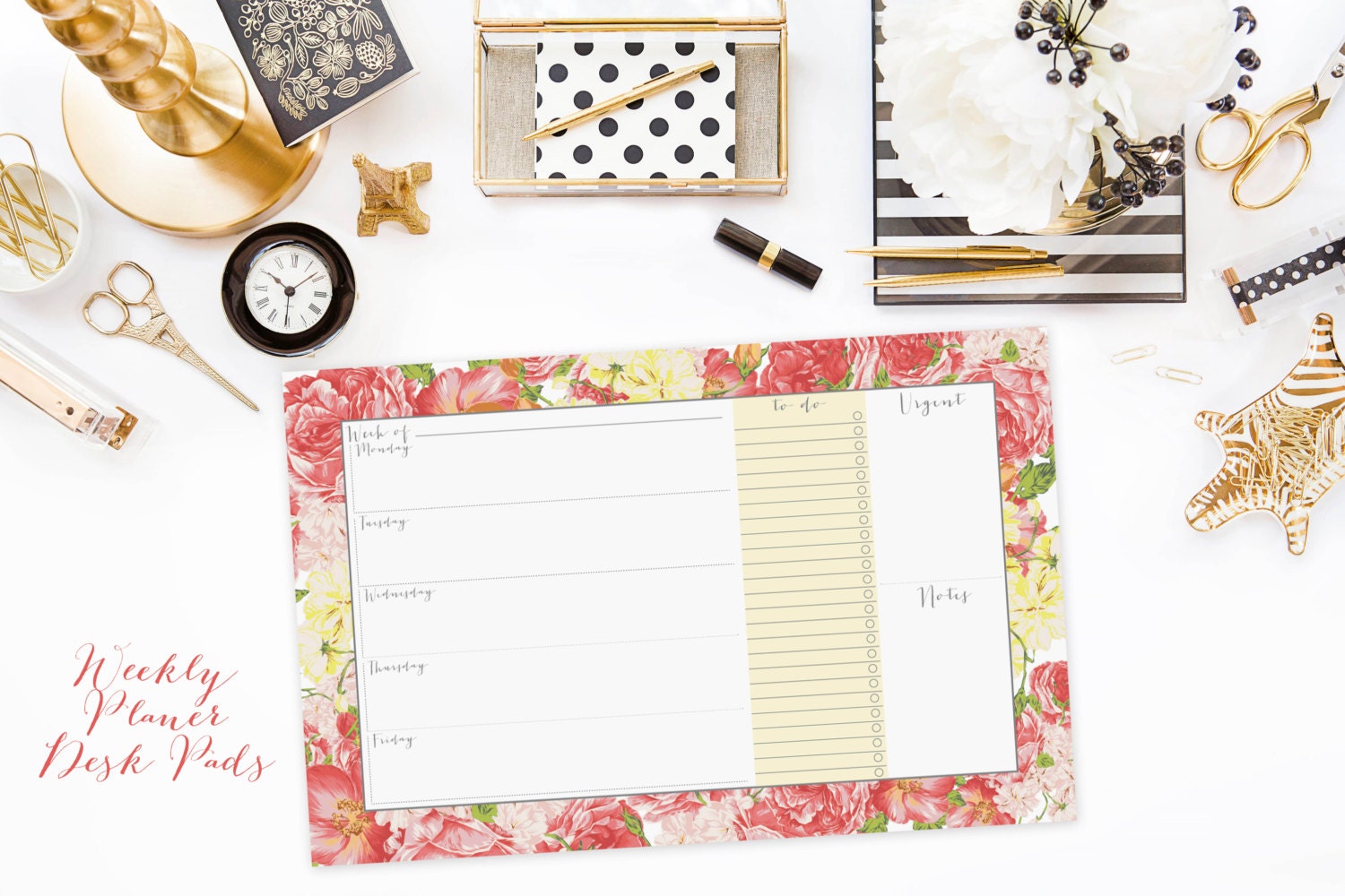 Floral Daily Planning Desk Pad Daily Planning Notepad To Do