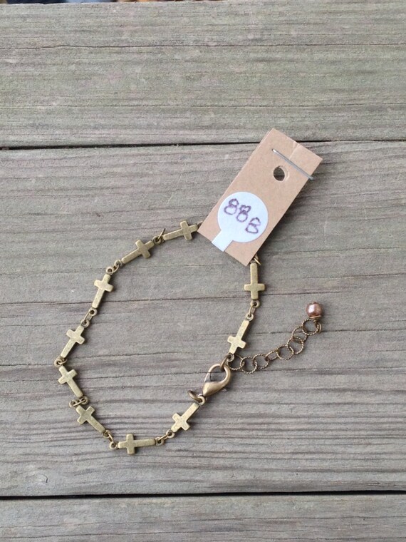 Items similar to Sideways Cross Link Bracelet in Bronze on Etsy