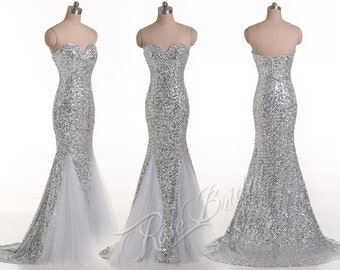 Popular items for silver party dresses on Etsy