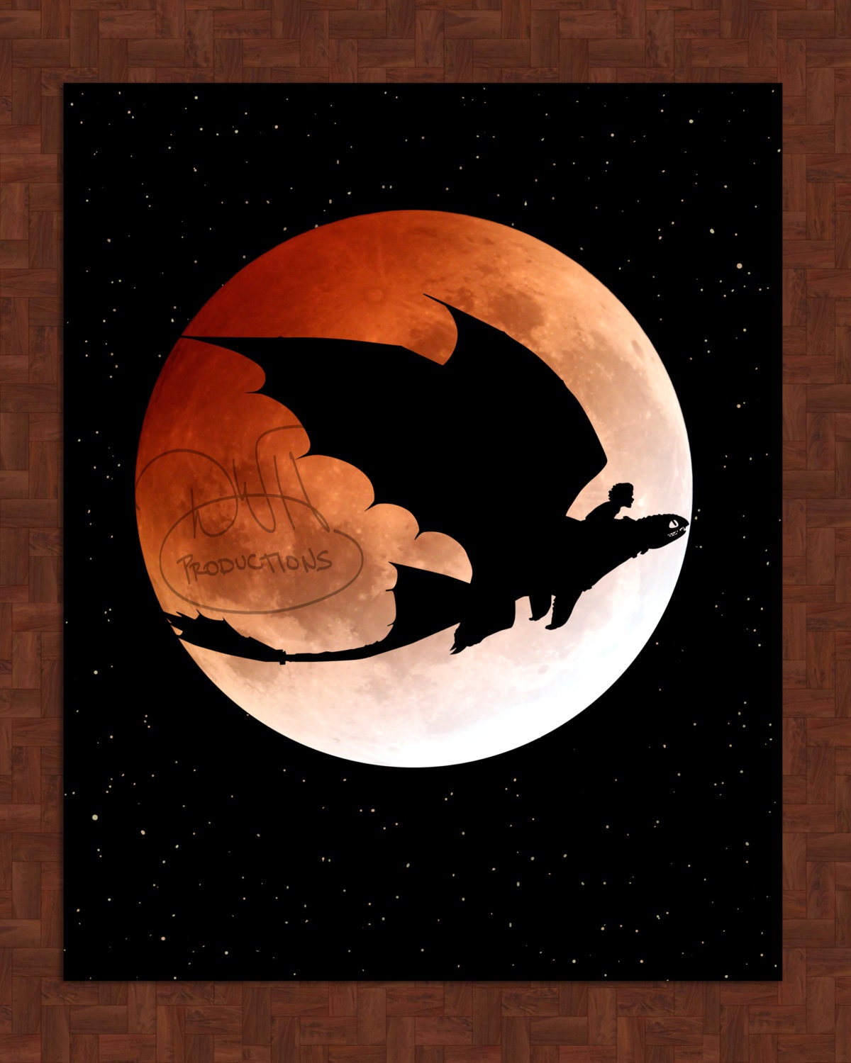 Toothless & Hiccup Minimalist Moon Print How to Train Your