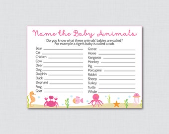 Under the Sea Baby Animal Name Game Baby Shower Baby Animal