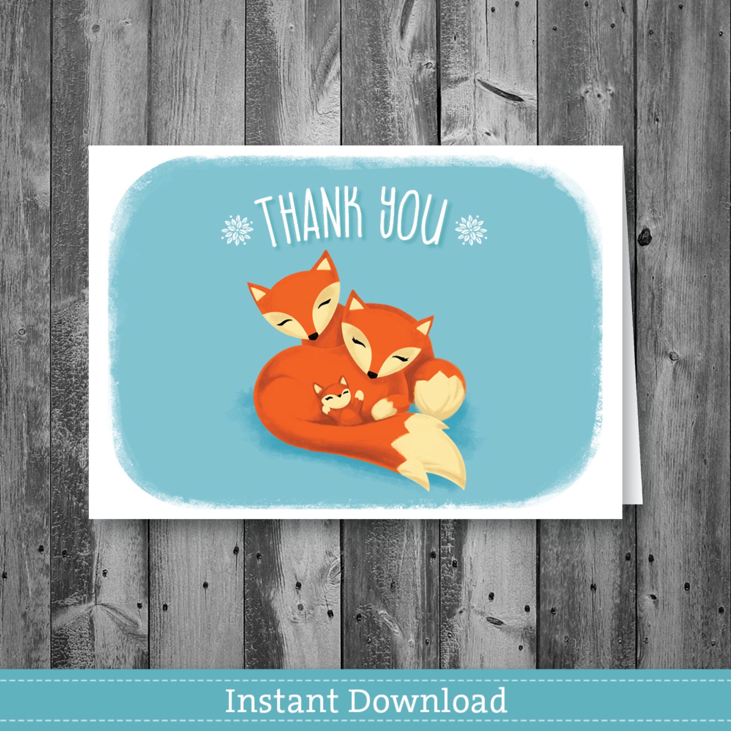 Fox Thank You Card Fox Theme Thank You Card Fox Thank You