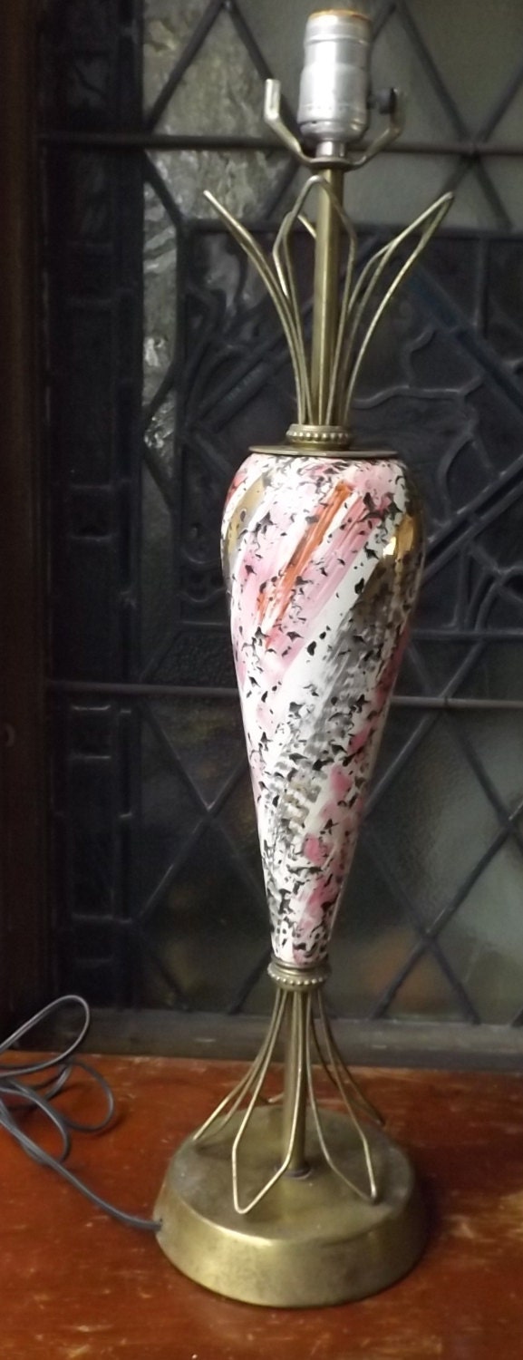 REtro Atomic mid century Pink grey black lamp base 1950 – Haute Juice