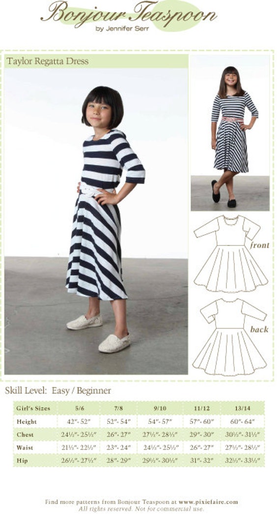 Kids Sewing Pattern Tween Sewing Pattern Printed Paper