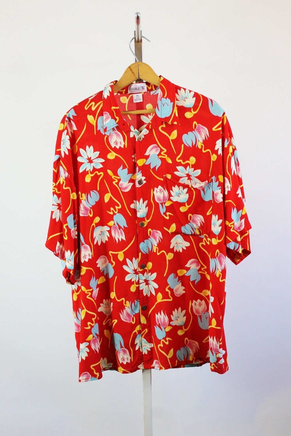 Red Blue Floral Tropical Shirt – Mens Size XL – Haute Juice