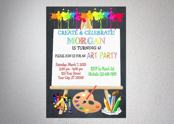 Art Party Invitation Art Birthday Party by DPIexpressions on Etsy