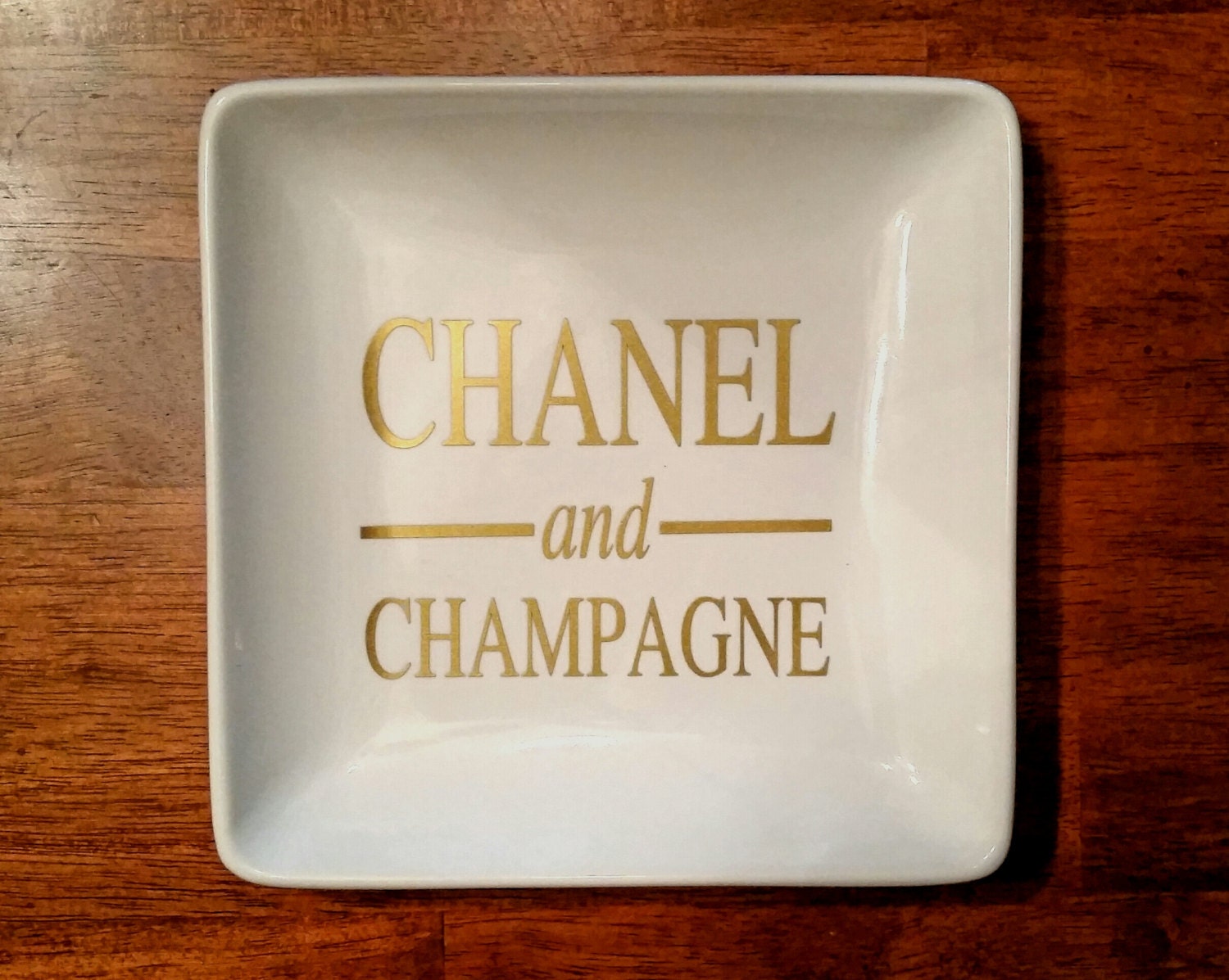 Large Chanel and Champagne Ring & Jewelry Dish/ Chanel