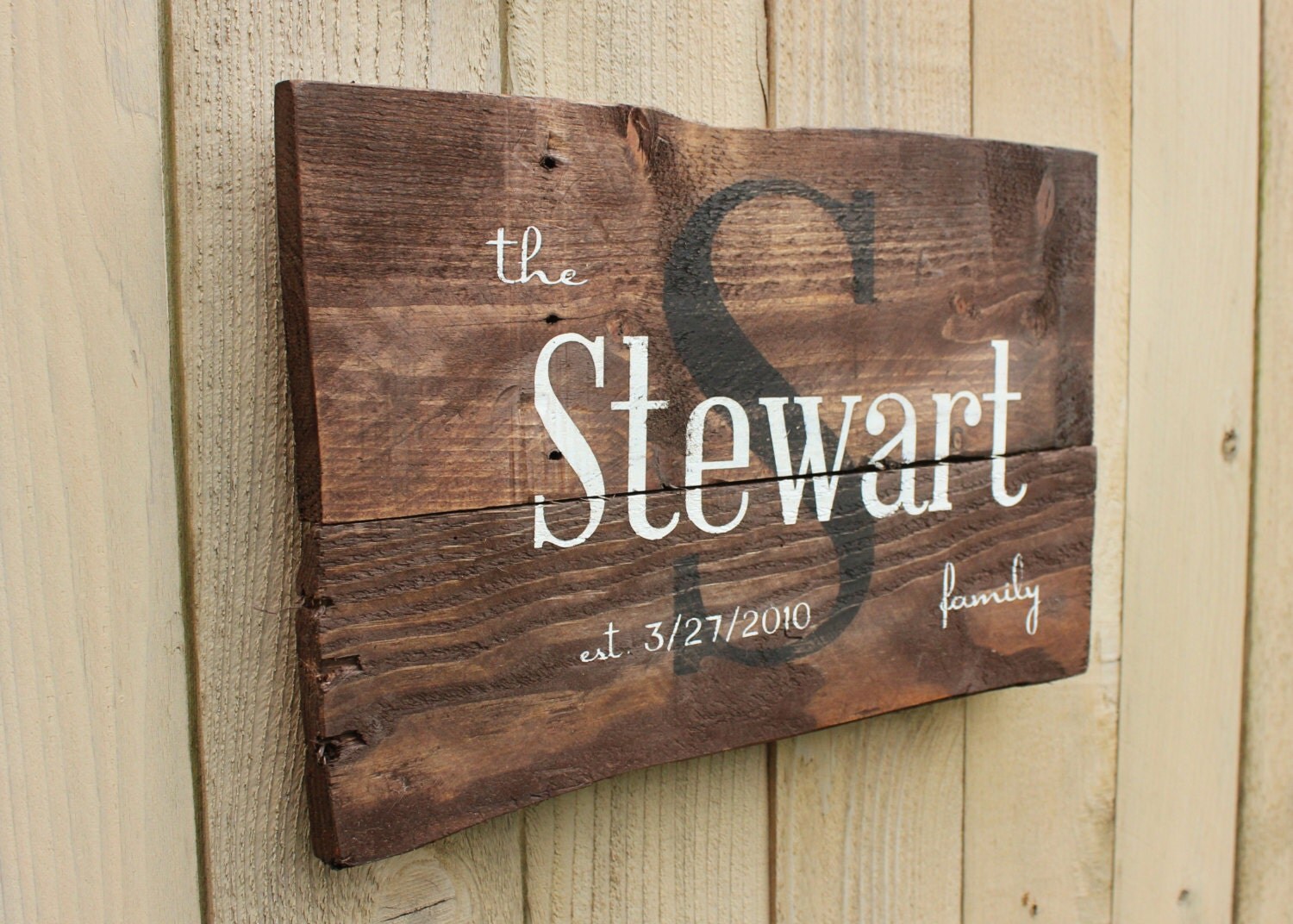 Rustic Family Name and est. date monogram reclaimed pallet
