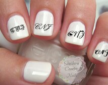 Popular items for monogram nail decal on Etsy
