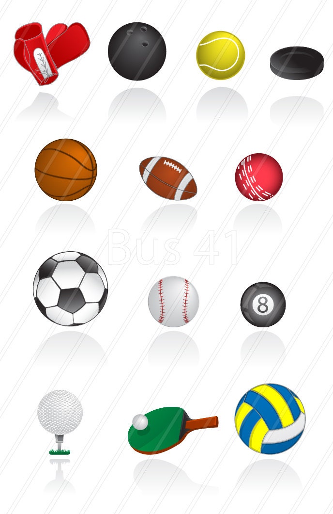 SPORTS Clip art BALLS Clip Art Instant Download Sport
