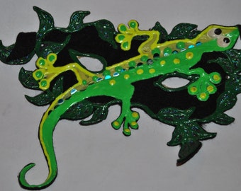 Green lizard mask | Etsy