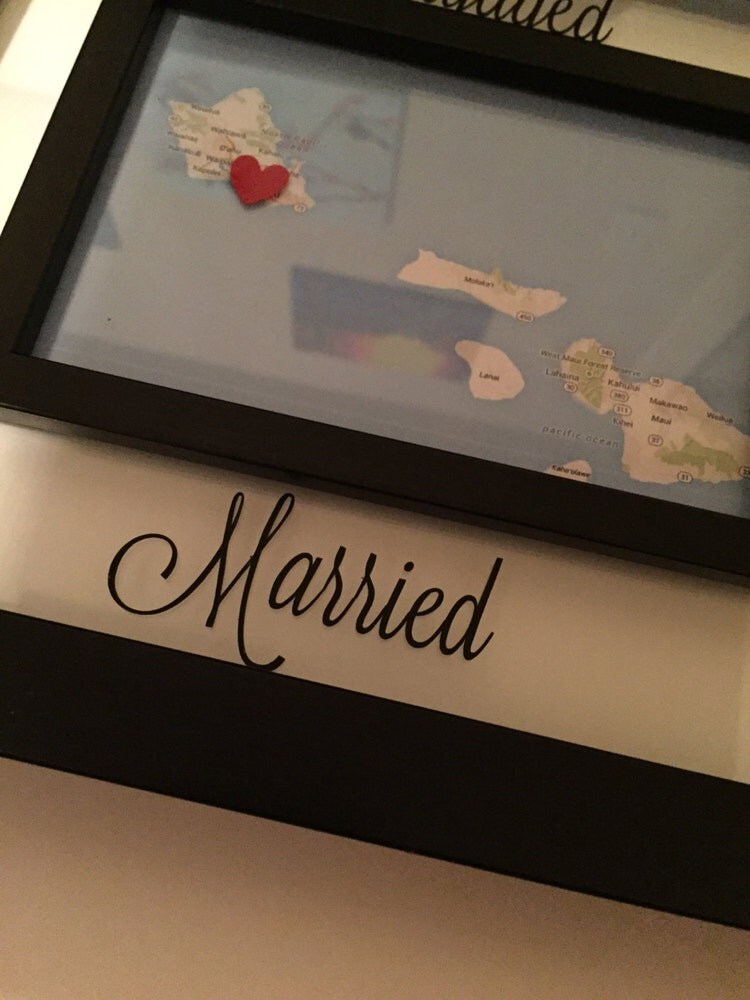 Love Story Map Met Engaged Married Frame by VaughnVisualCreation