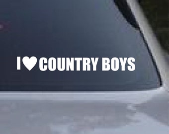 I heart Country Boys Vinyl decal for car or laptop. 2 x 10