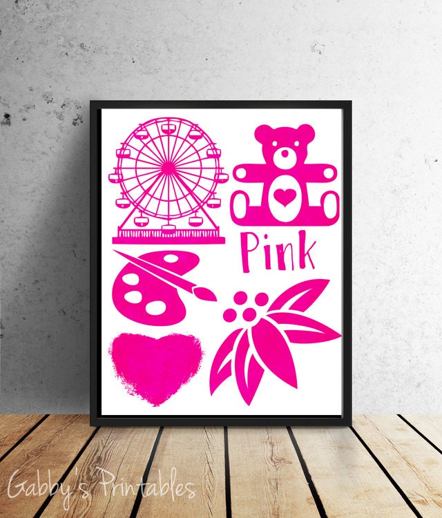 Printable Pink Color Poster Kids art Classroom by GabbysPrintables