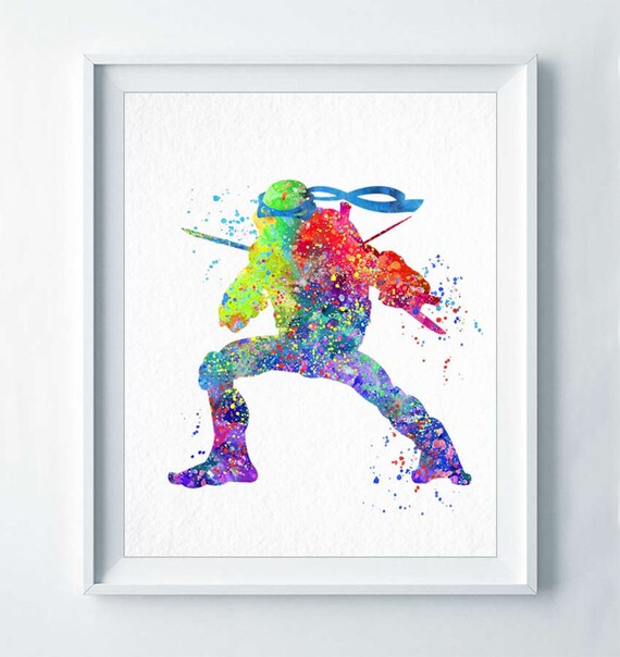 Teenage Mutant Ninja Turtles Poster Ninja Leonardo Watercolor