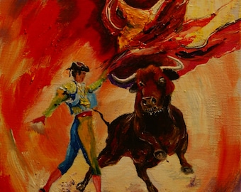Bullfighter painting | Etsy