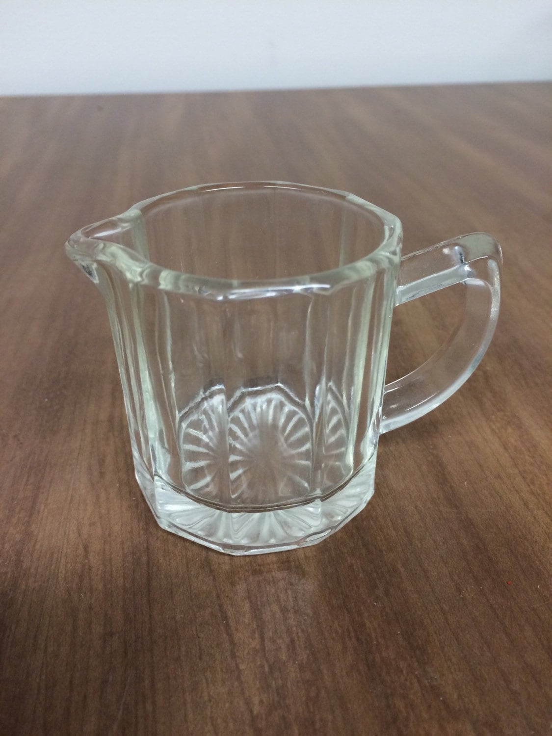 Vintage Small Clear Glass Creamer 10 Panel with Starburst Bottom ...