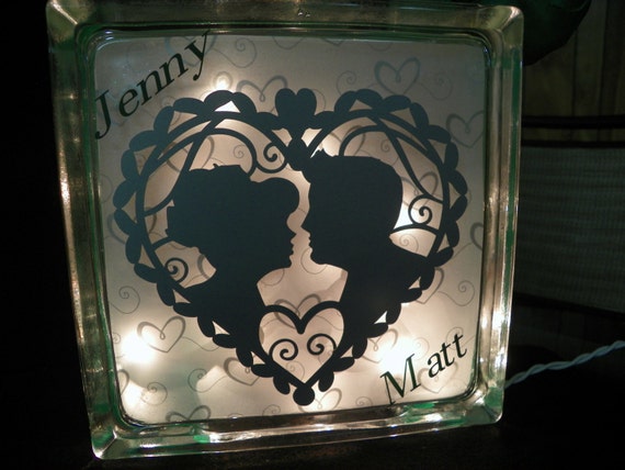 Wedding Glass Block Heart
