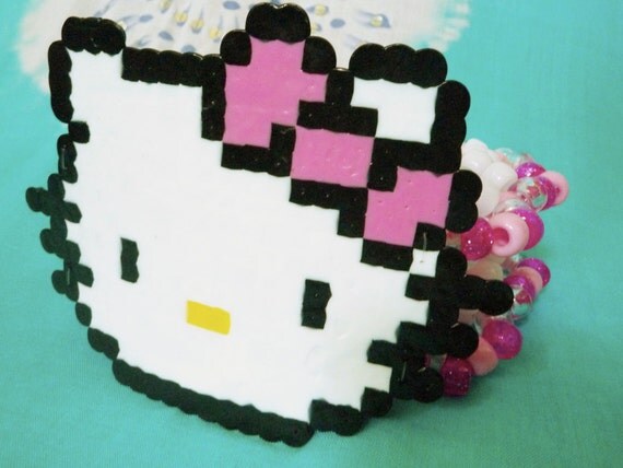 Hello Kitty Perler 3D Kandi Cuff by EtherealKandi on Etsy