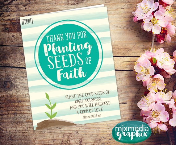 Thank You Card Planting Seeds of Faith Digital Download | Etsy | Cute ...