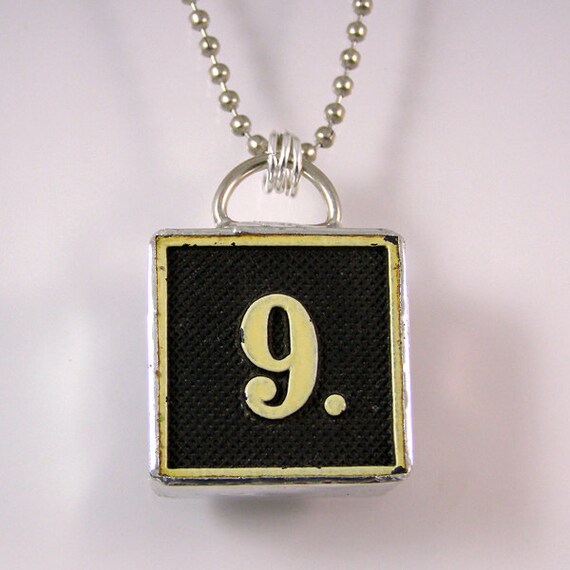 Number 9 Pendant Necklace by XOHandworks on Etsy