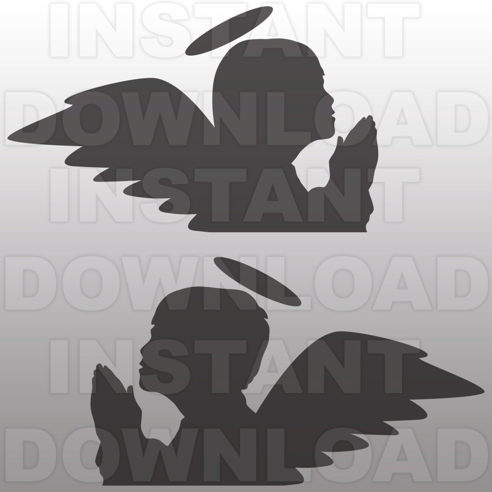 Praying Angels SVG File Cutting Template-Clip Art Commercial