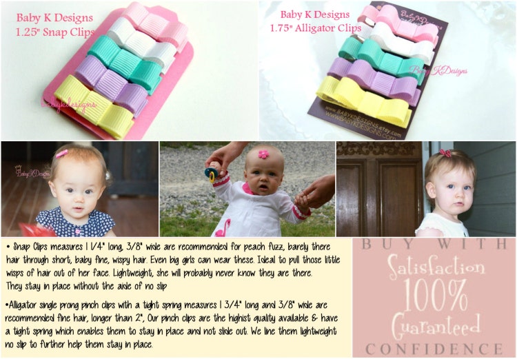 Infant Clips / Baby Snap Clips / Girls PIPPA Six by BabyKDesigns