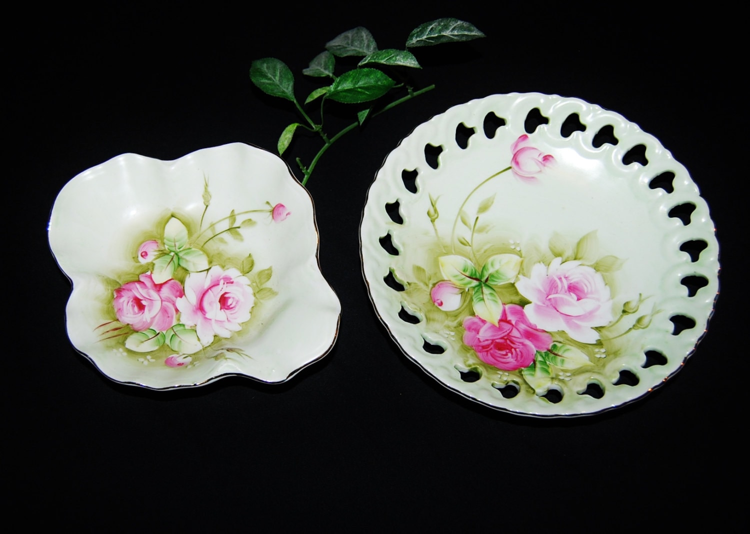 Vintage Lefton Pink Roses on Mint Hand Painted China – Haute Juice