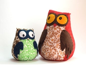 Four small owls Owl toy plush owl staffed owl by Machookahandmade
