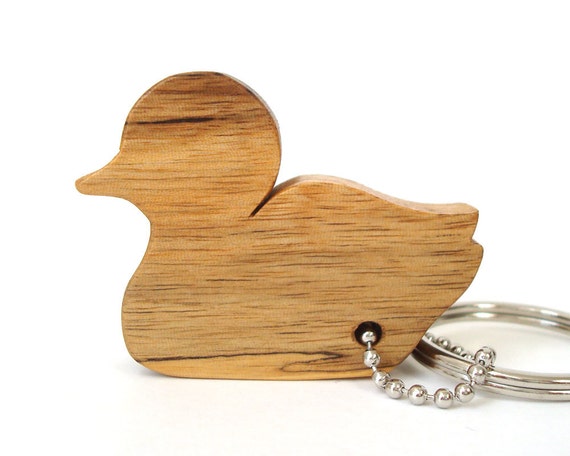 Duck Silhouette Key Chain Simple Outline Wood by OohLookItsARabbit