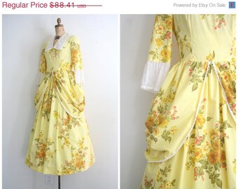 30% SALE / American colonial dress - reproduction / Yellow Floral ...