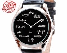 Math on Black Watches, Math Gifts, Mens Wristwatch, Math Teacher Gift ...