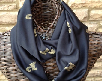 Purdue University, Boilermaker Inspired Infinity Scarf, Black, Hand ...