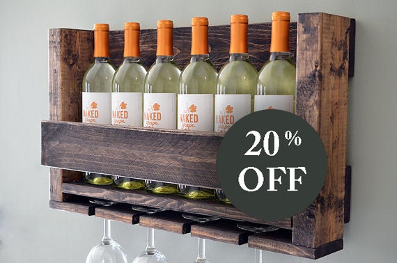 Sale Wine Rack Rustic Modern Wine Glass Holder Rustic