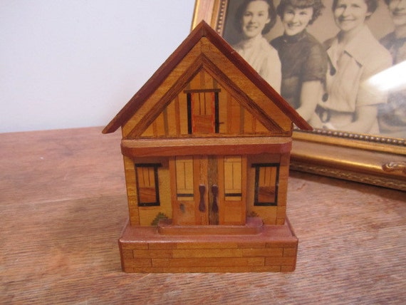 Wonderful Wooden Secret Bank with key. House Secret Bank.