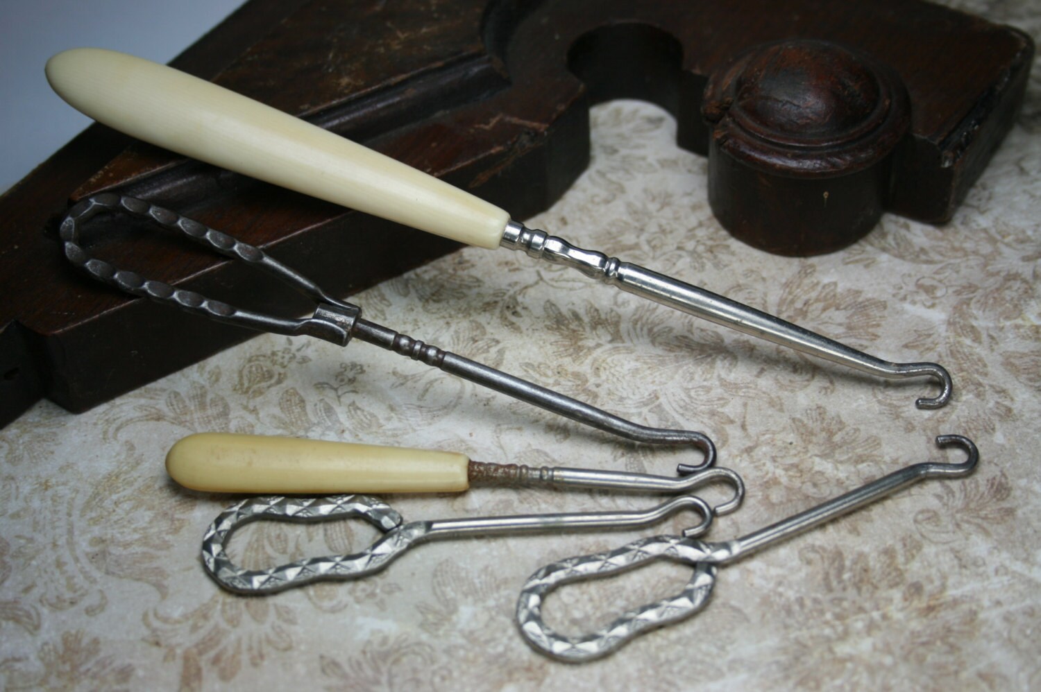 Vintage Boot Hooks – Metal and Celluloid – 5pc – Haute Juice