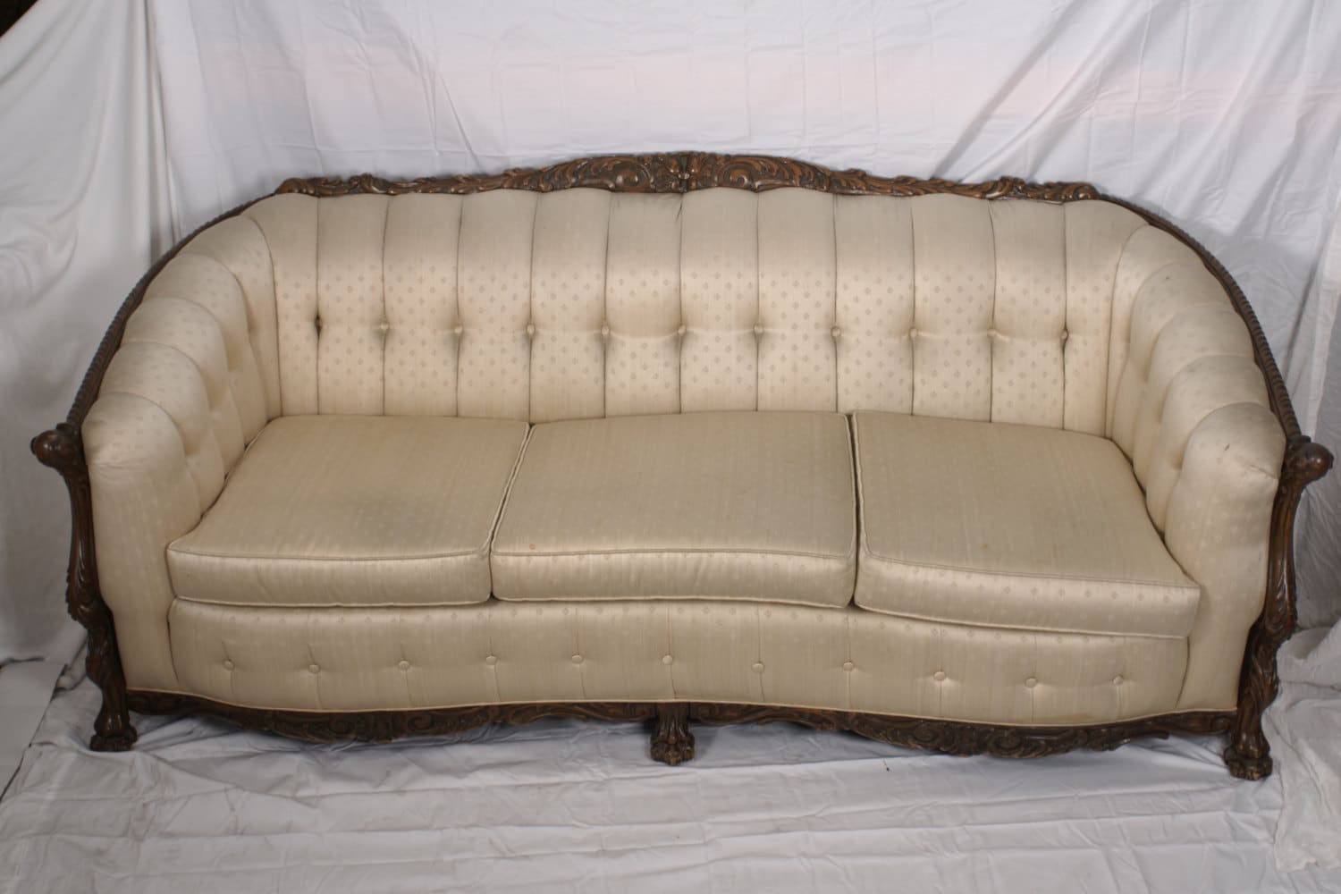 Antique Sofa Early 20th Century Transitional Victorian Channel Back ...