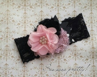 Items similar to Frilly Fabric Flower Headband on Etsy