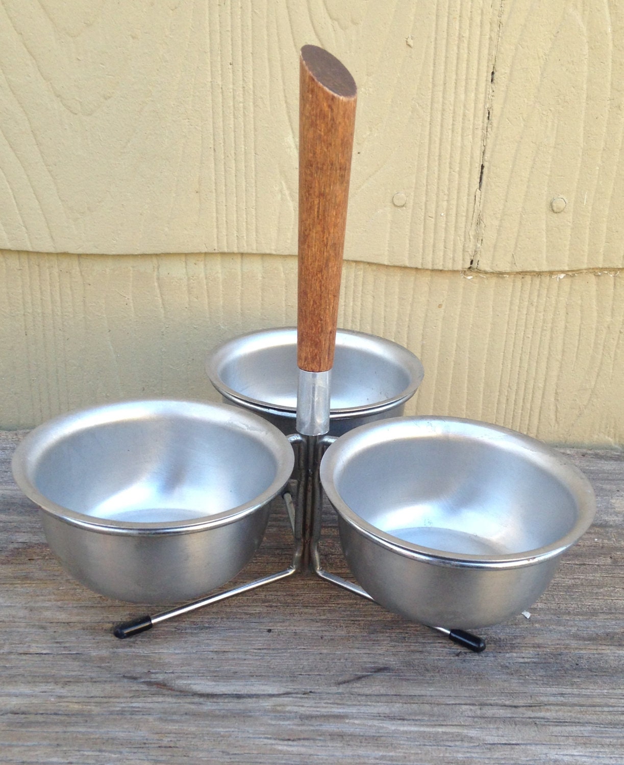 Vintage Metal 3 Cup Serving Rack for Sauce, Apptizers, Condiments, ext ...