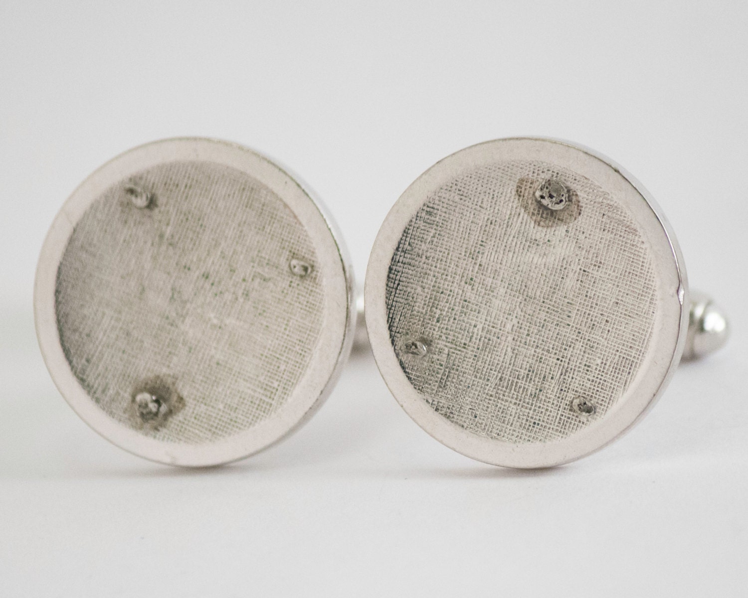 Vintage Cufflinks- Round Silver Toned Metal Cuff Links by Sheilds 1950s ...