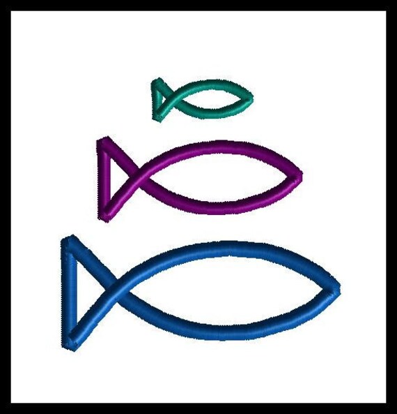 Jesus Fish embroidery Design Mini Fish embroidery Design