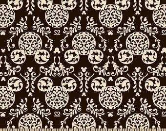 Mickey Mouse Damask Fabric mickey mouse black and ivory fabric mickey ...