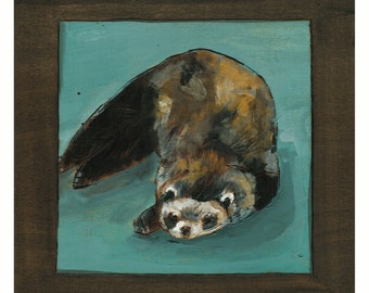 Ferret Art Print White Stoat Hierophant Tarot Card Pet