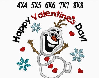 Olaf Happy Valentine's Day Embroidery applique design Inspired by Frozen
