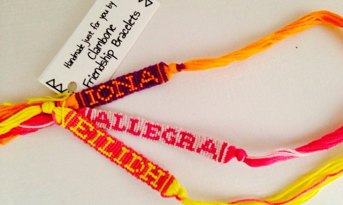 Custom Name Friendship Bracelet Custom Word by ClamBoneBracelets